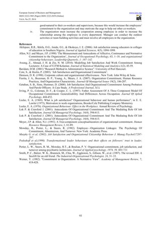 Employee job satisfaction and organizational commitment in nigeria manufacturing organizations ...