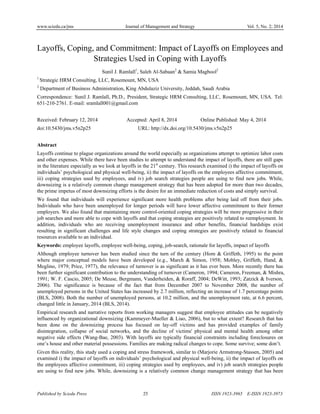 Employee layoffs journal of management and strategy | PDF