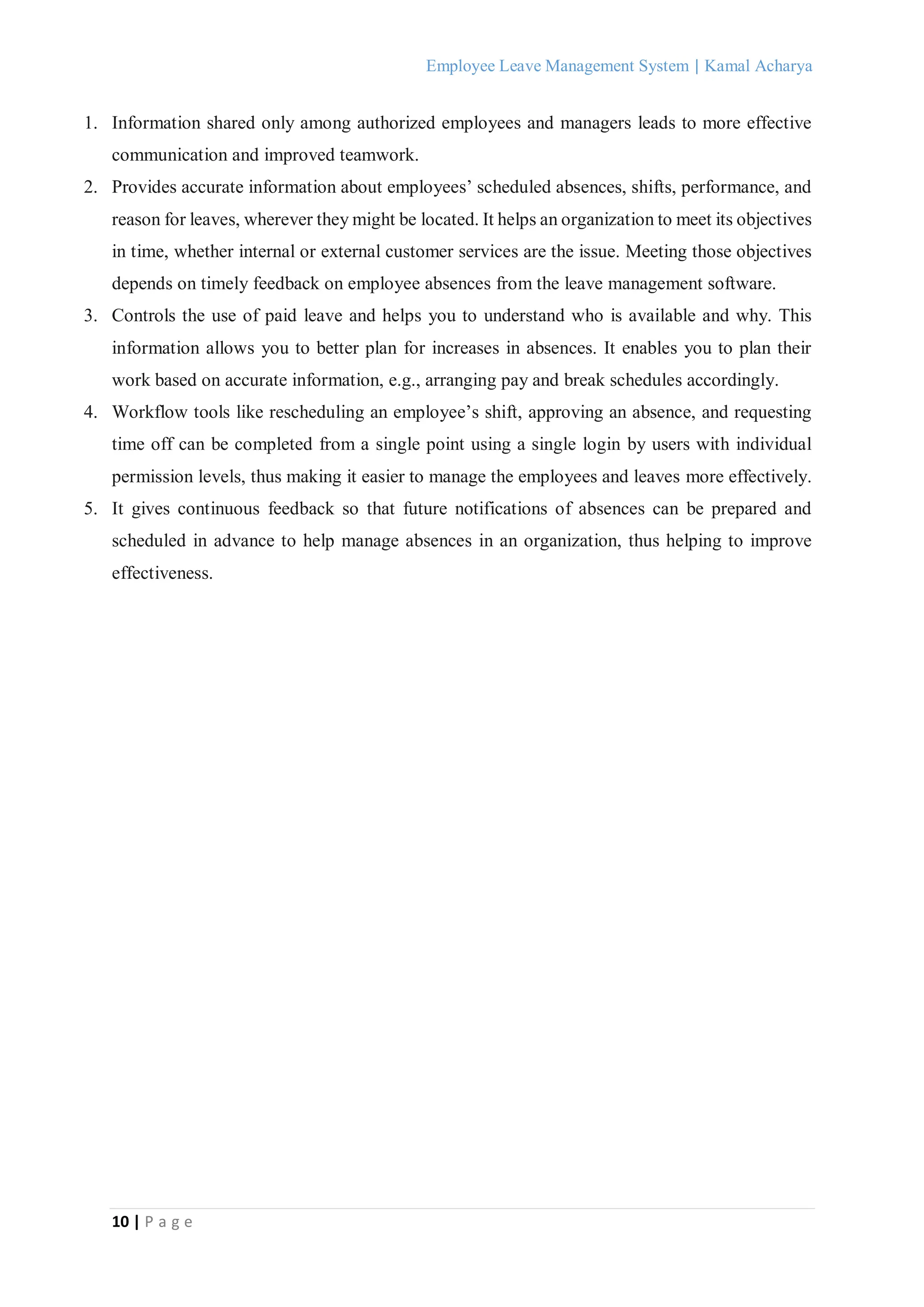 Employee leave management system project. | PDF