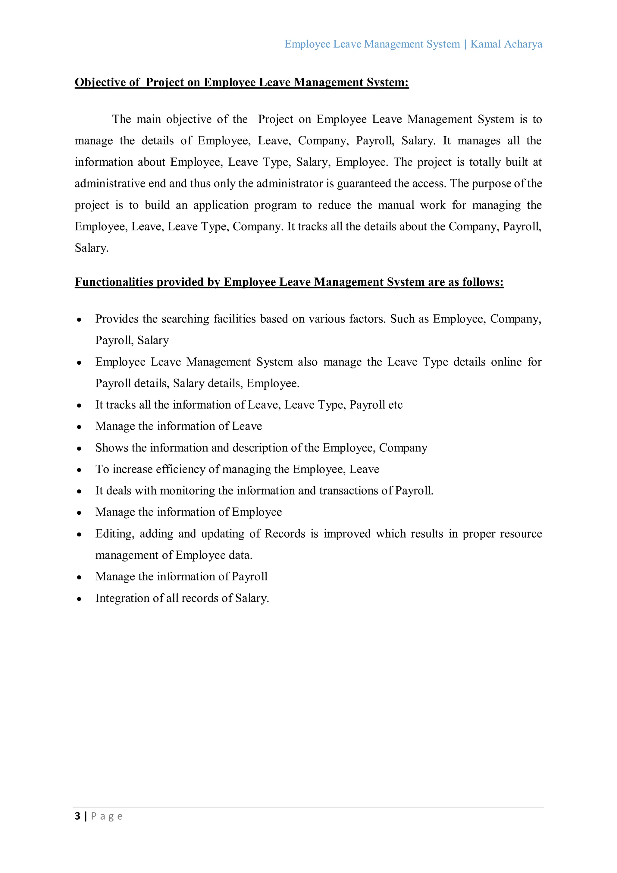 Employee leave management system project. | PDF Employee leave management system project. | PDF