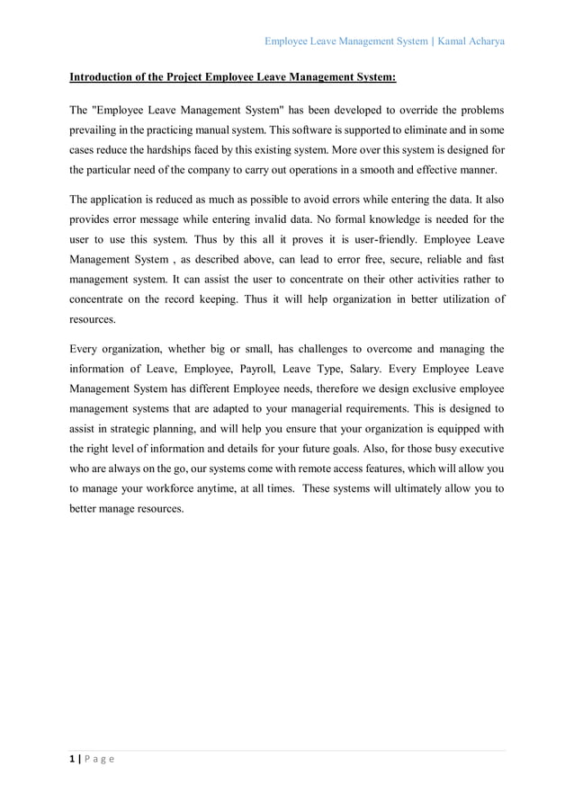 Employee leave management system project. | PDF Employee leave management system project. | PDF