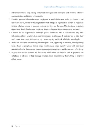 Employee leave management system project. | PDF