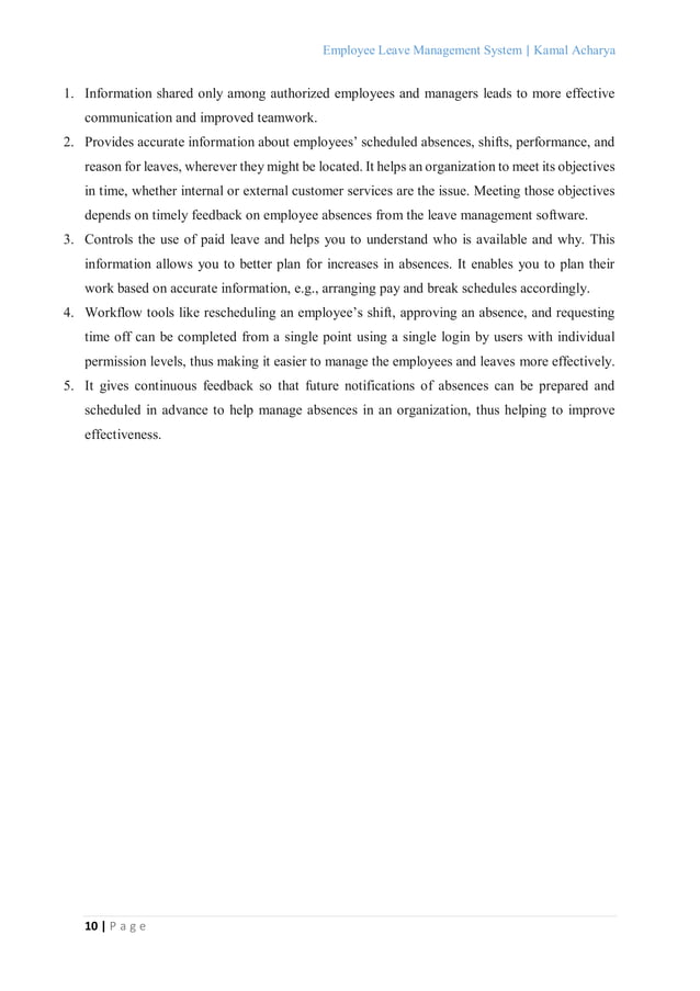 Employee leave management system project. | PDF | Human Resources | Business