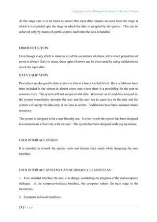 Employee leave management system project. | PDF