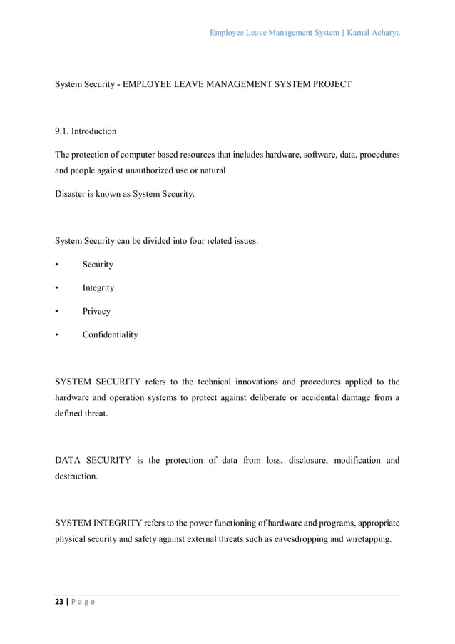 Employee leave management system project. | PDF | Human Resources | Business