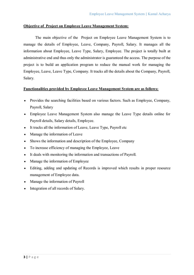 Employee leave management system project. | PDF | Human Resources | Business
