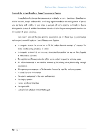 Employee leave management system project. | PDF