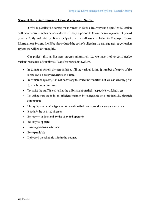 Employee leave management system project. | PDF | Human Resources | Business