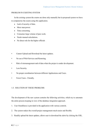 Employee leave management system project. | PDF