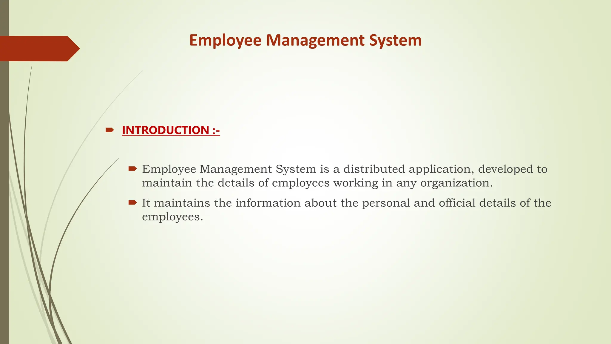 EMPLOYEE MANAGEMENT SYSTEM FINAL presentation | PPTX | Computing ...