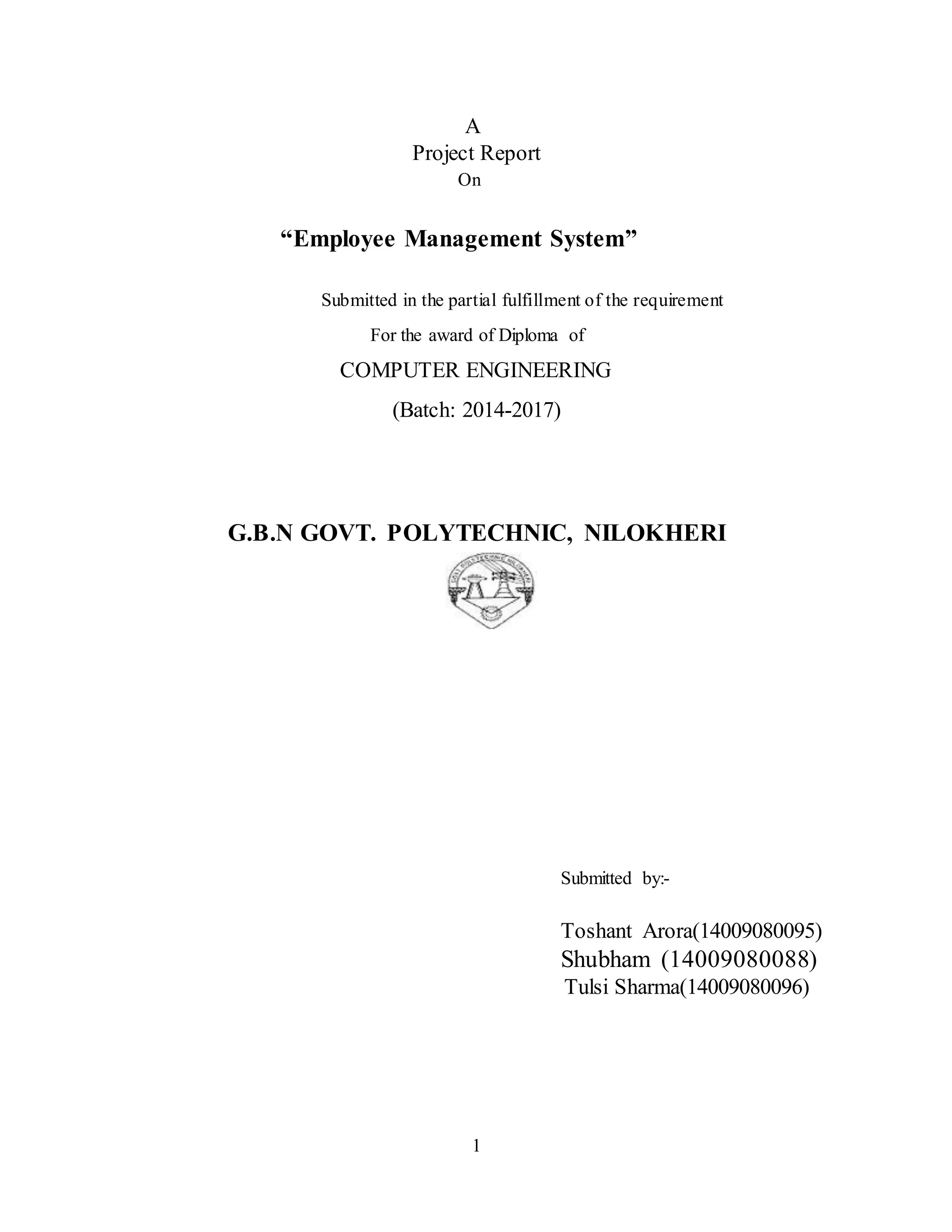 Employee management system report | DOCX