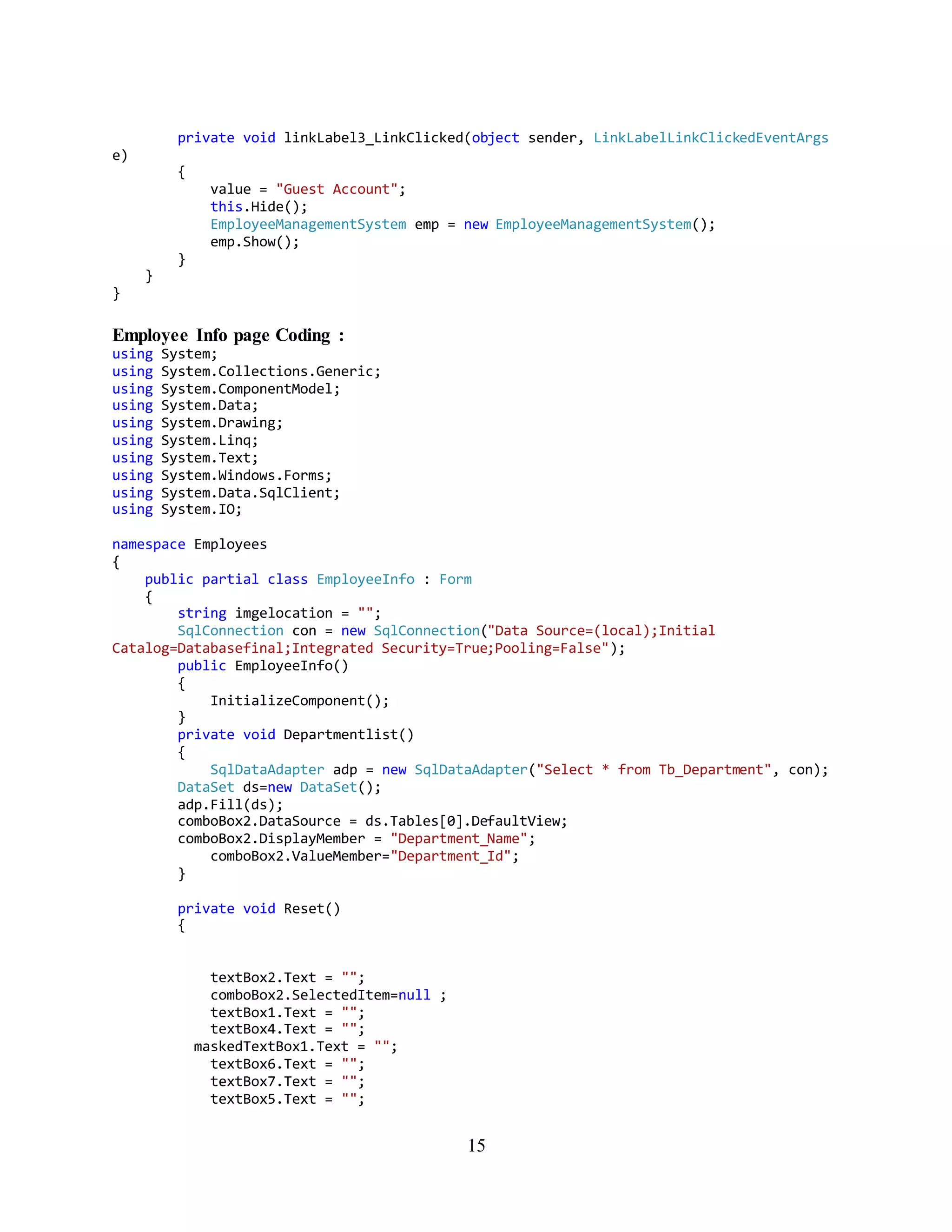 Employee management system report | DOCX