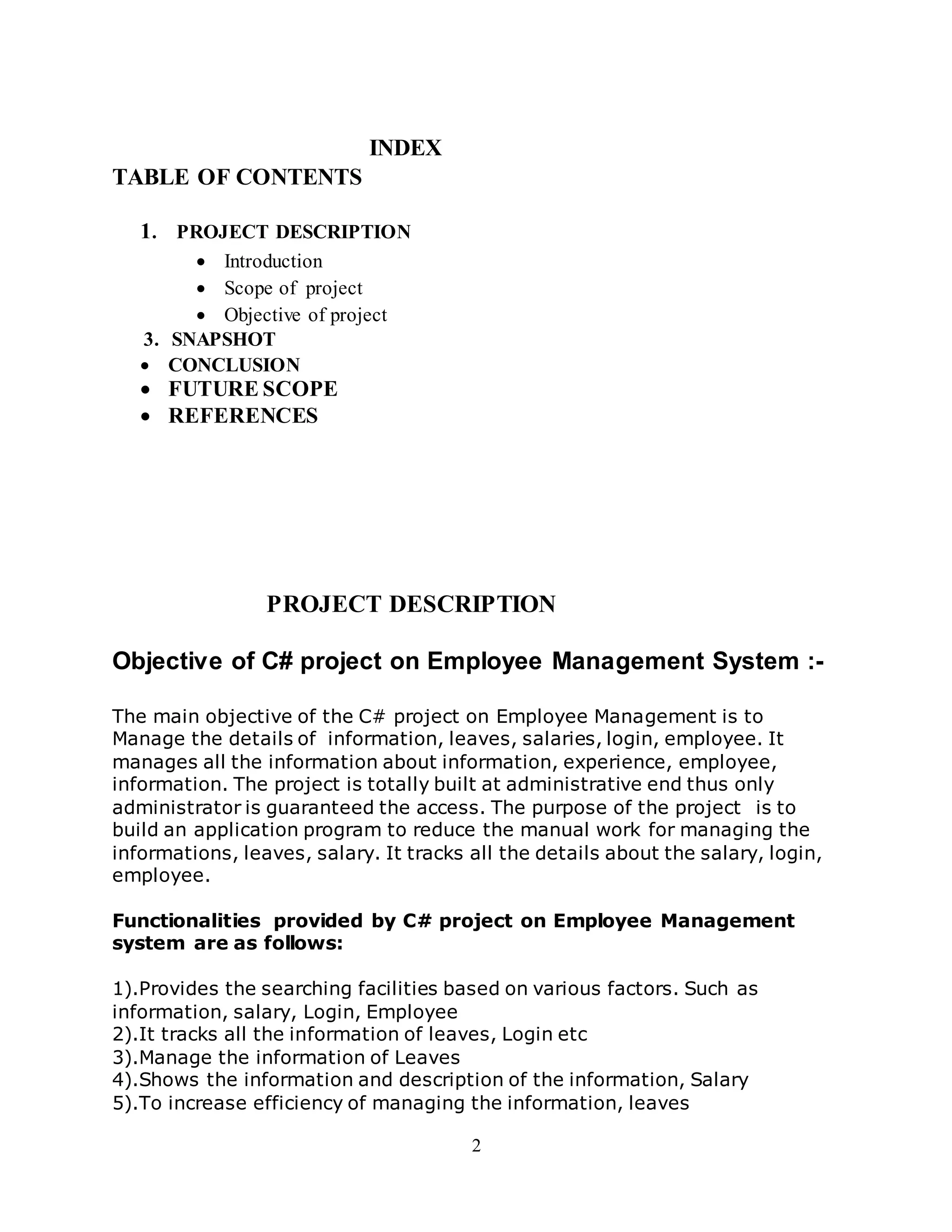 Employee management system report | PDF