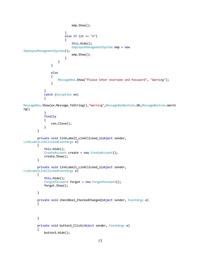 Employee management system report | DOCX