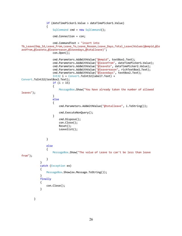 Employee management system report
