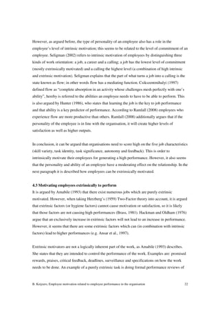 Employee motivation and performance | PDF