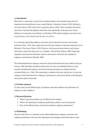 Employee motivation and performance | PDF