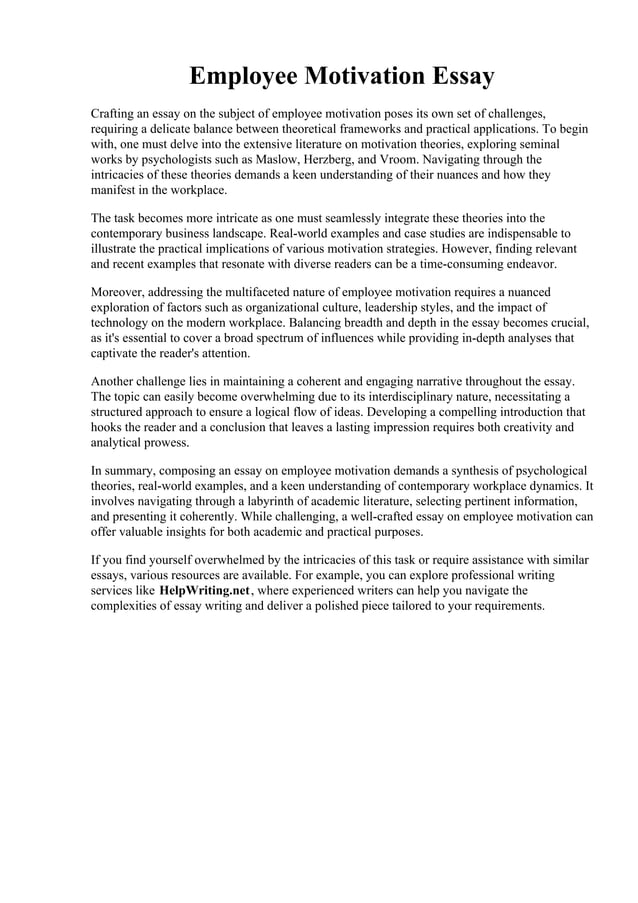 Employee Motivation Essay | PDF