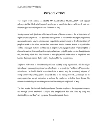 Employee motivation sbq project | DOC