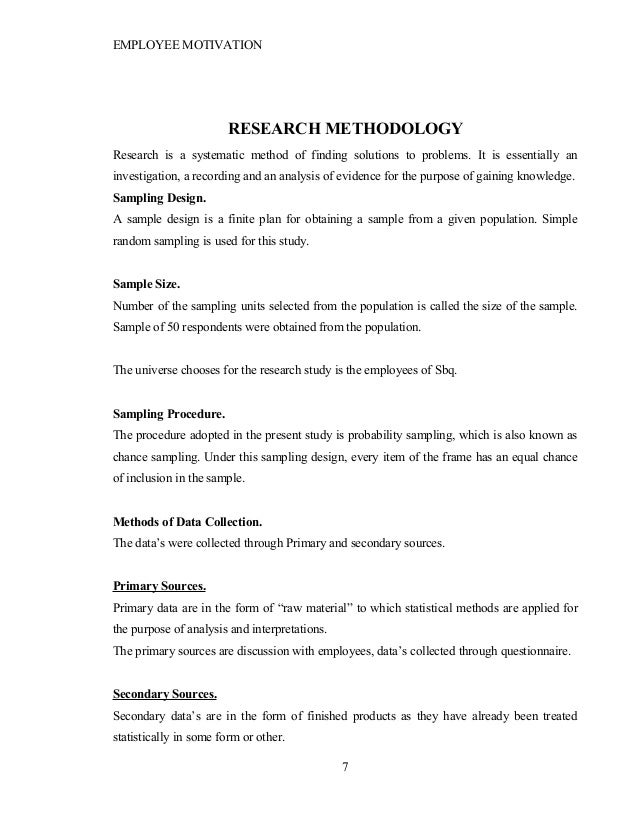 Employee motivation sbq project