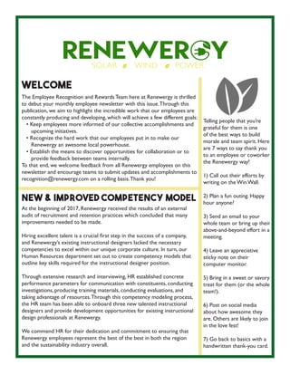 Renewergy Employee Recognition Newsletter | PDF