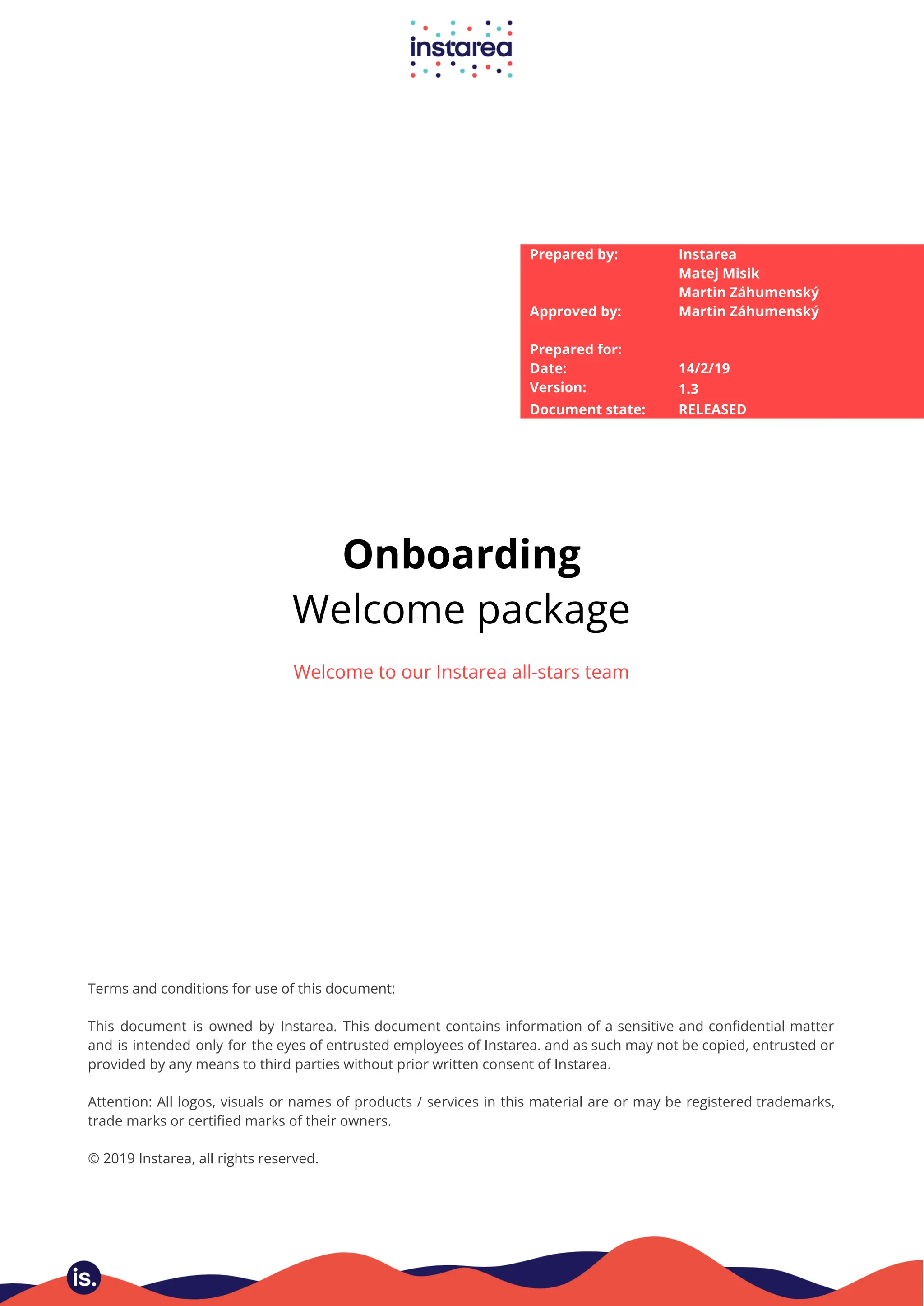 Employee Onboarding welcome letter Instarea 2019 | PDF