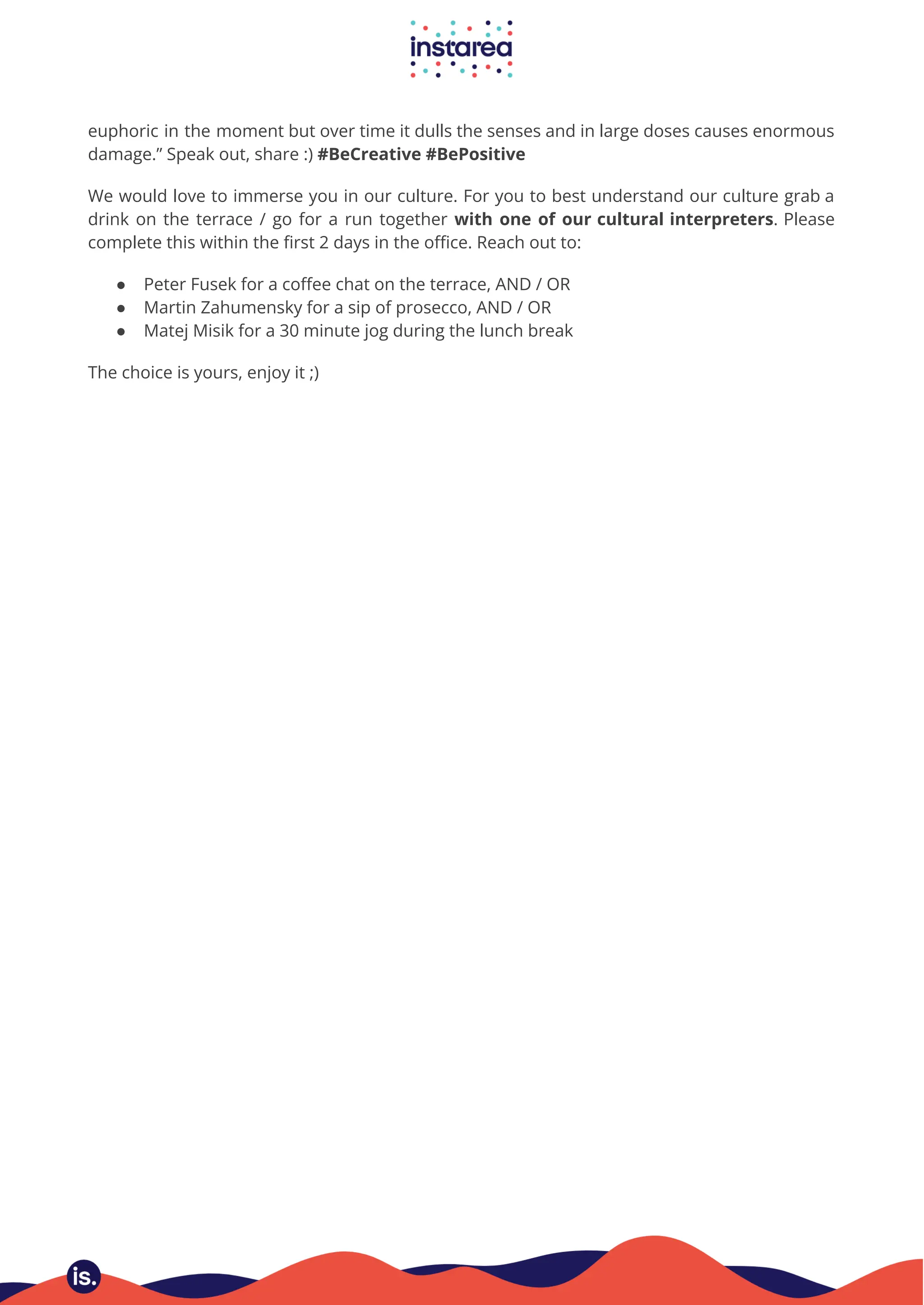 Employee Onboarding welcome letter Instarea 2019 | PDF