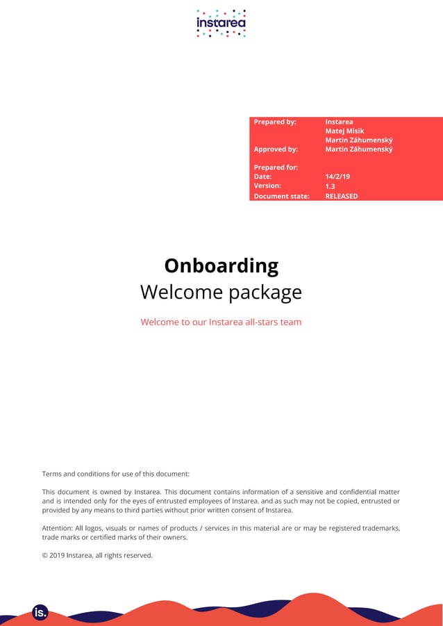 Employee Onboarding welcome letter Instarea 2019 | PDF