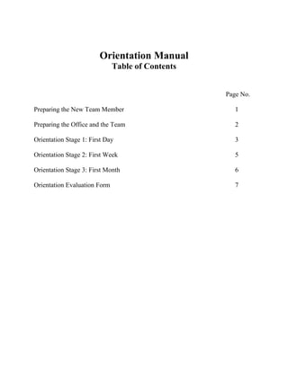 Employee Orientation Manual | DOC
