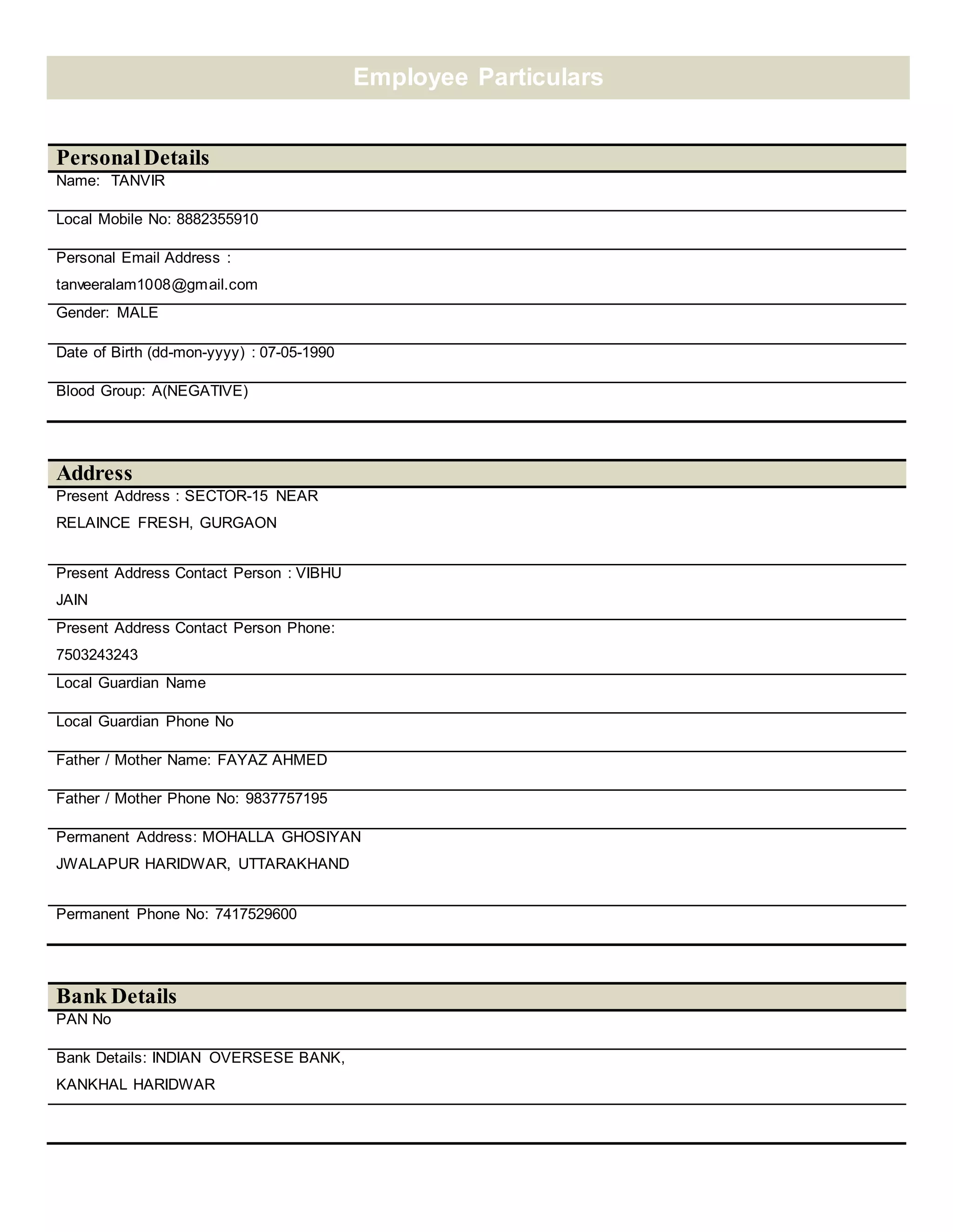 Employee particulars | DOCX