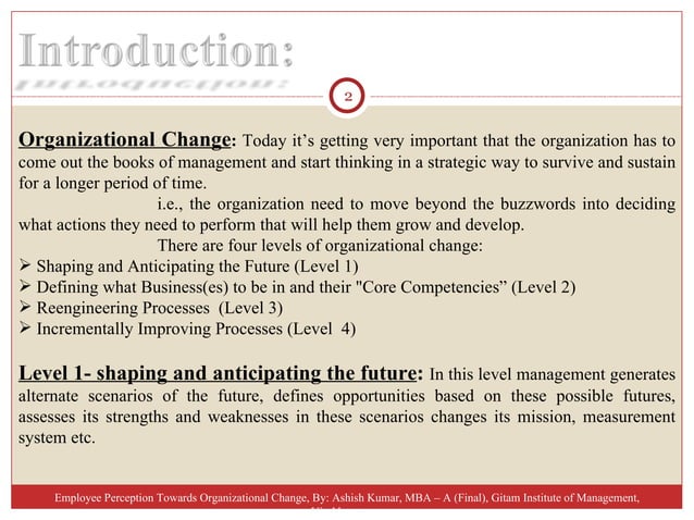 Employee Perception Towards Organization Change | PPT