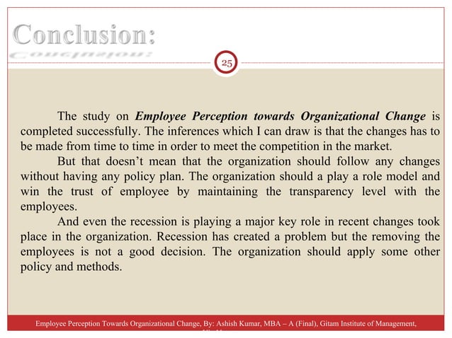 Employee Perception Towards Organization Change | PPT