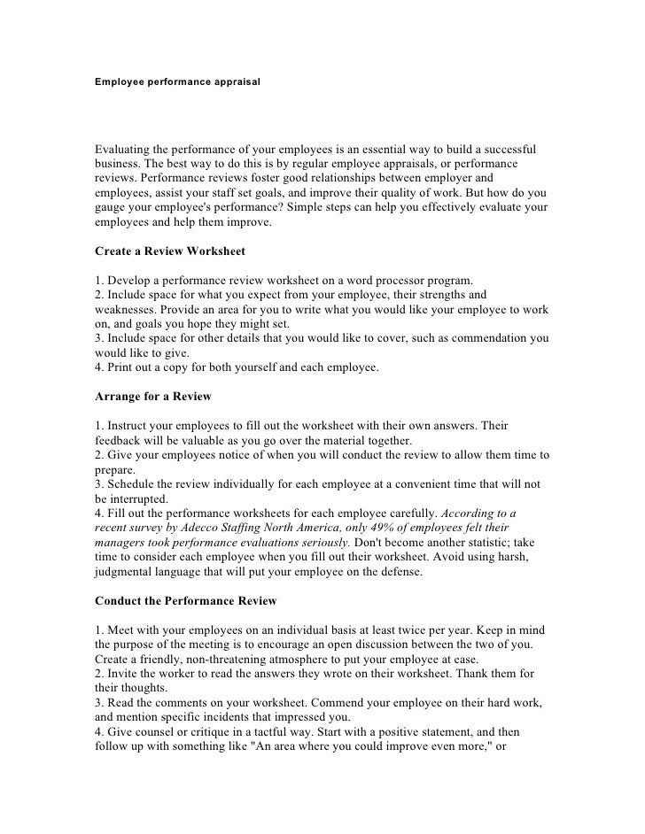 Employee performance appraisal