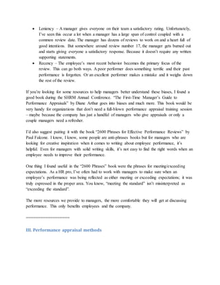 Employee performance appraisal comments | DOCX