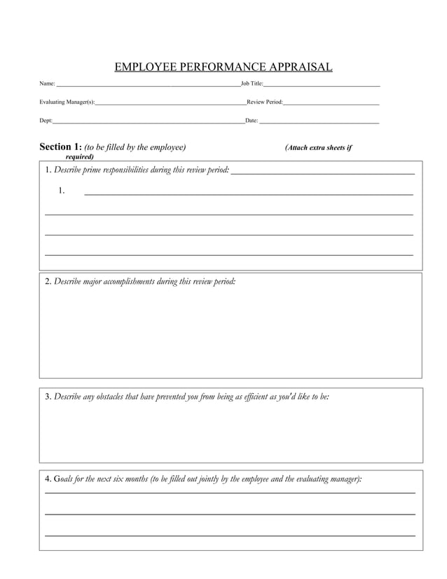 Employee performance evaluation form | DOC | Resume Writing and Advice | Job Search