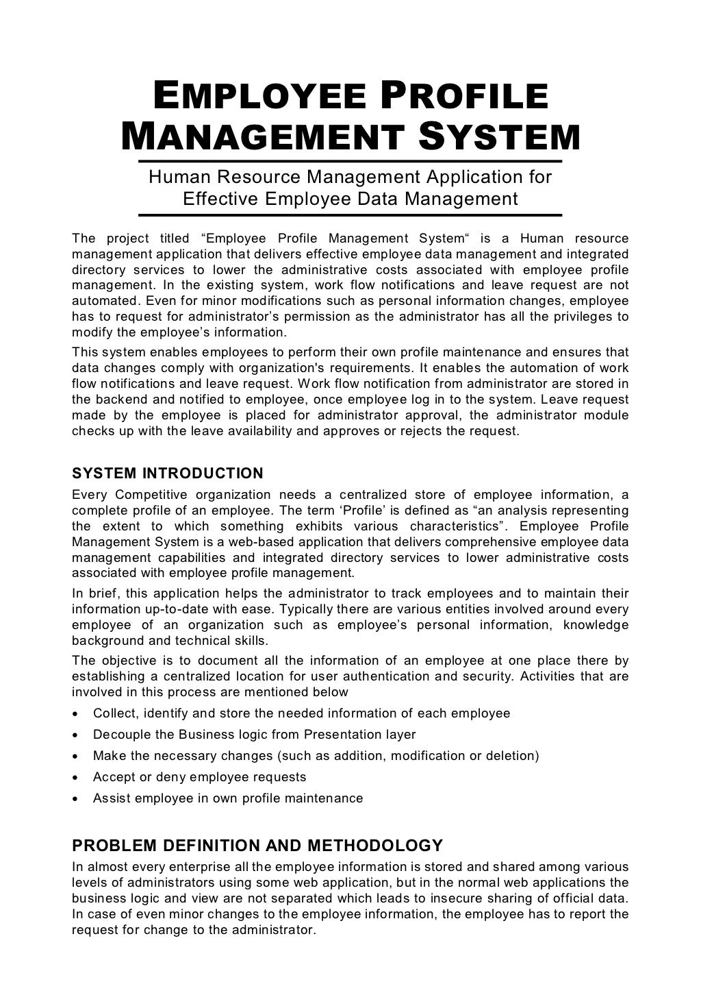 Employee Profile Management System | PDF