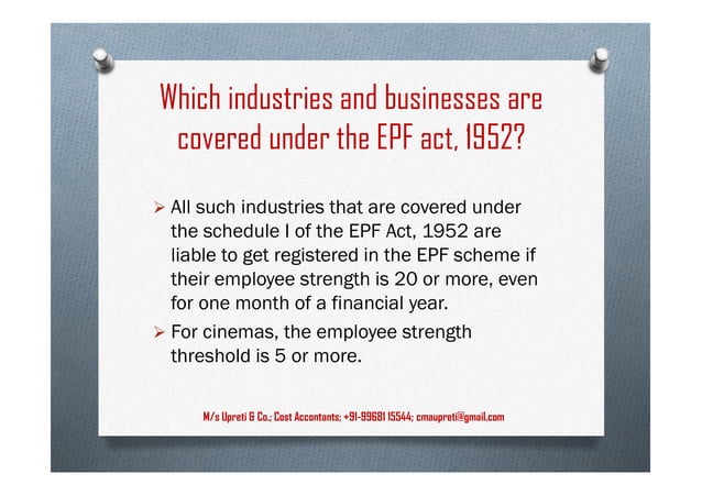 Employee provident fund and miscellaneous act, 1952 | PDF