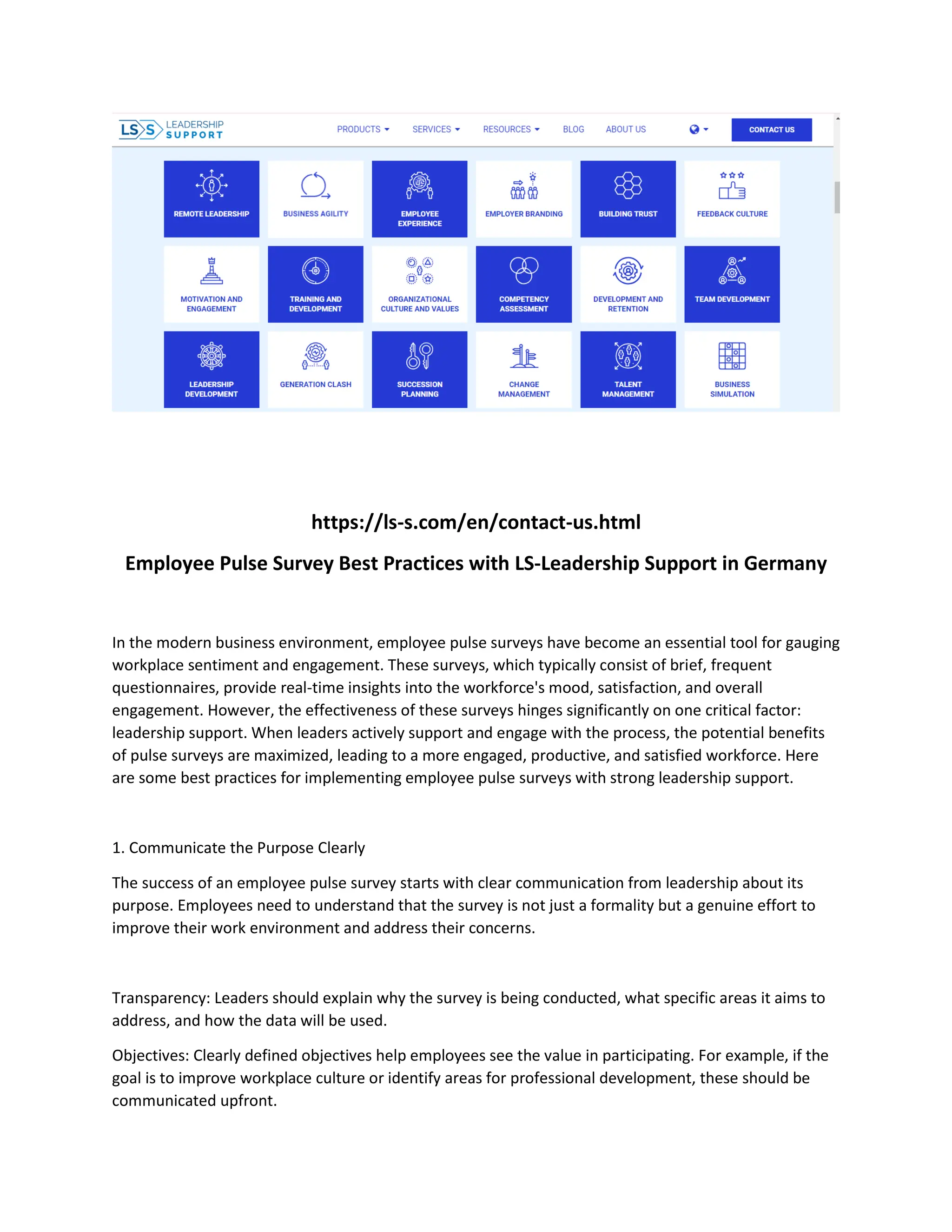 Employee Pulse Survey Best Practices with LS-Leadership Support in ...