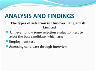 Employee recruiting & selection process in Unilever Bangladesh Limited ...