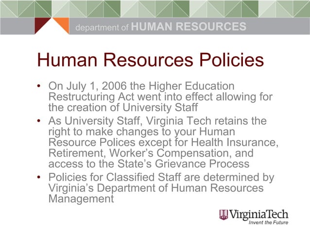 Virginia Tech - New Employee Orientation - Employee Relations | PPT