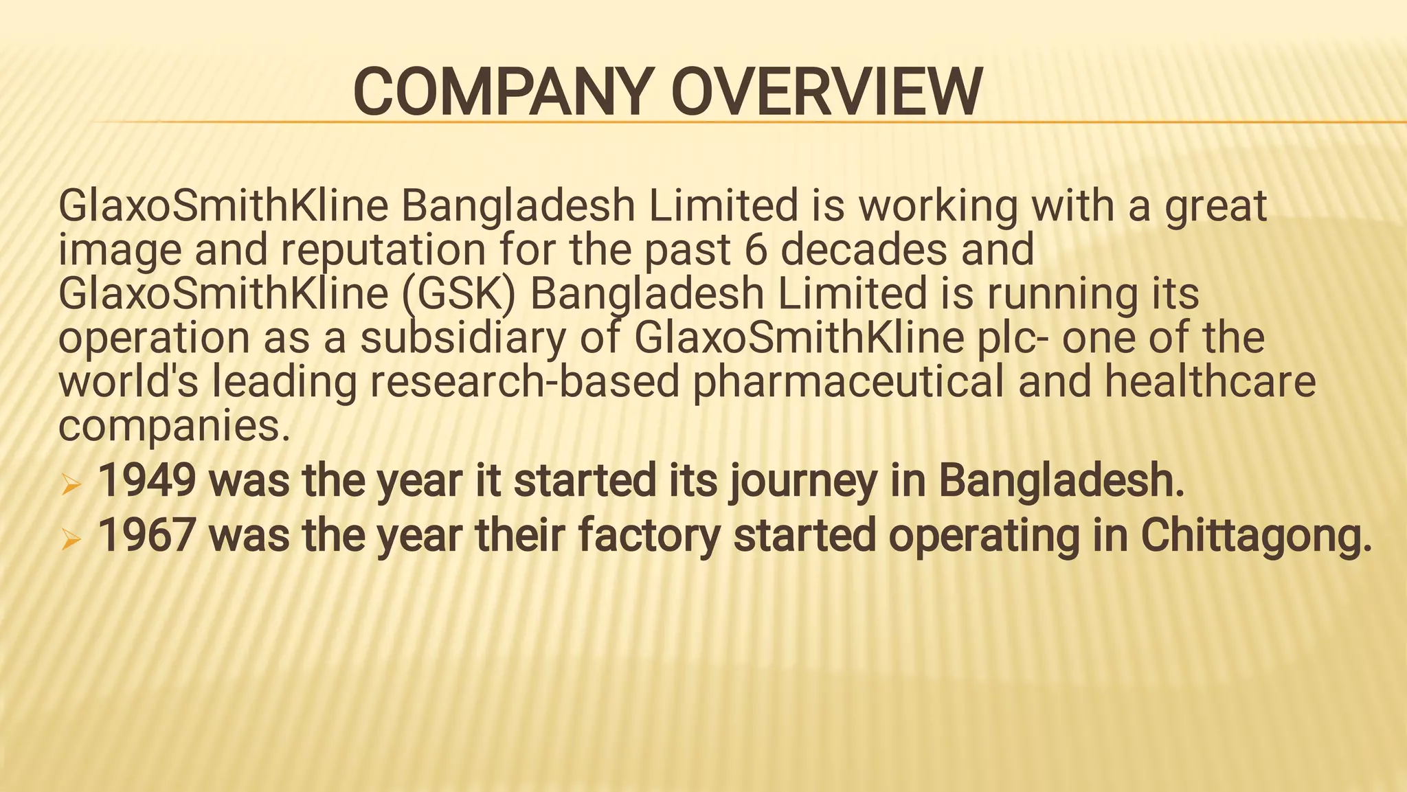 Employee Relationship of GSK Bangladesh ltd. | PPT