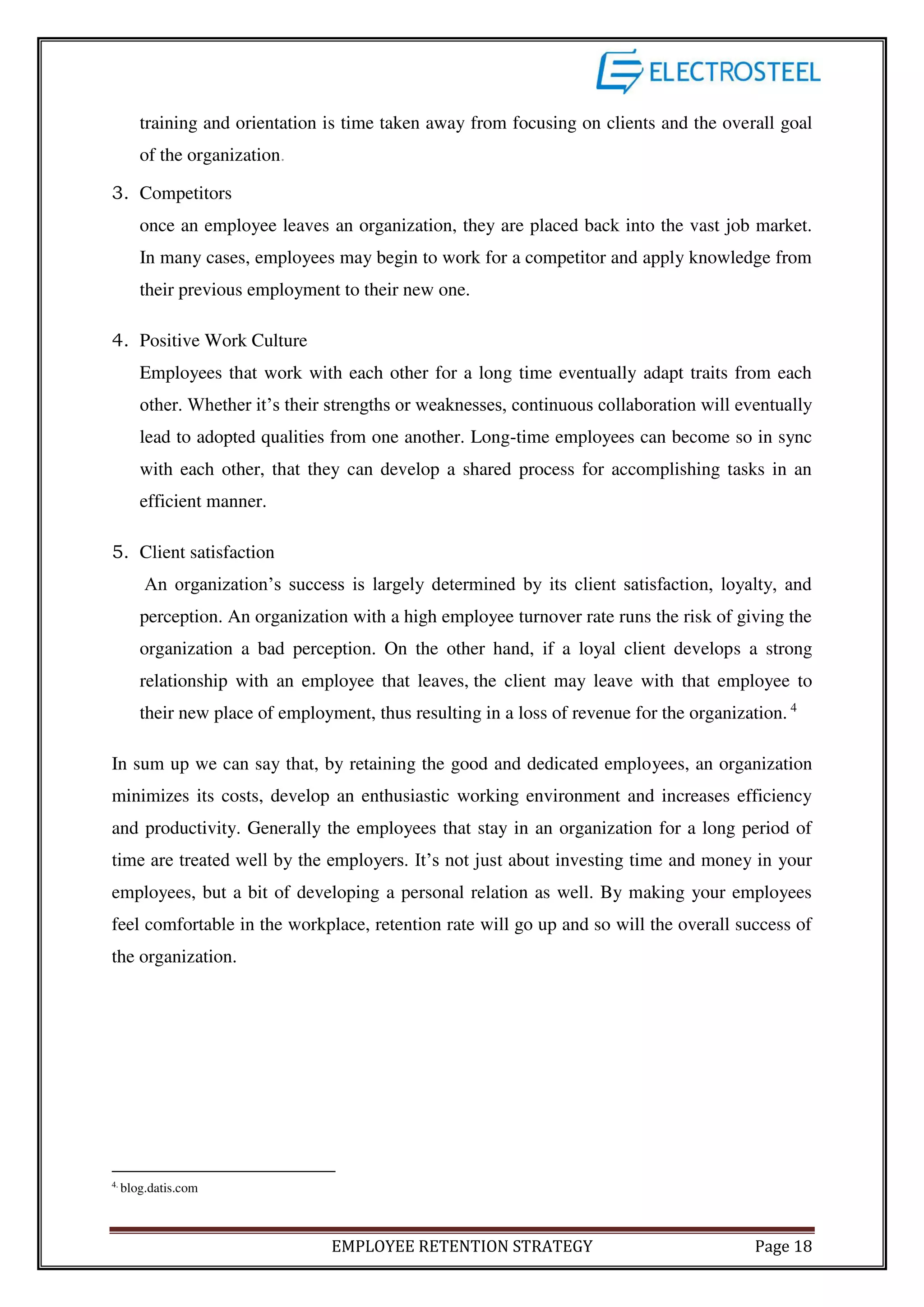 Employee Retention Strategy at ESL | PDF