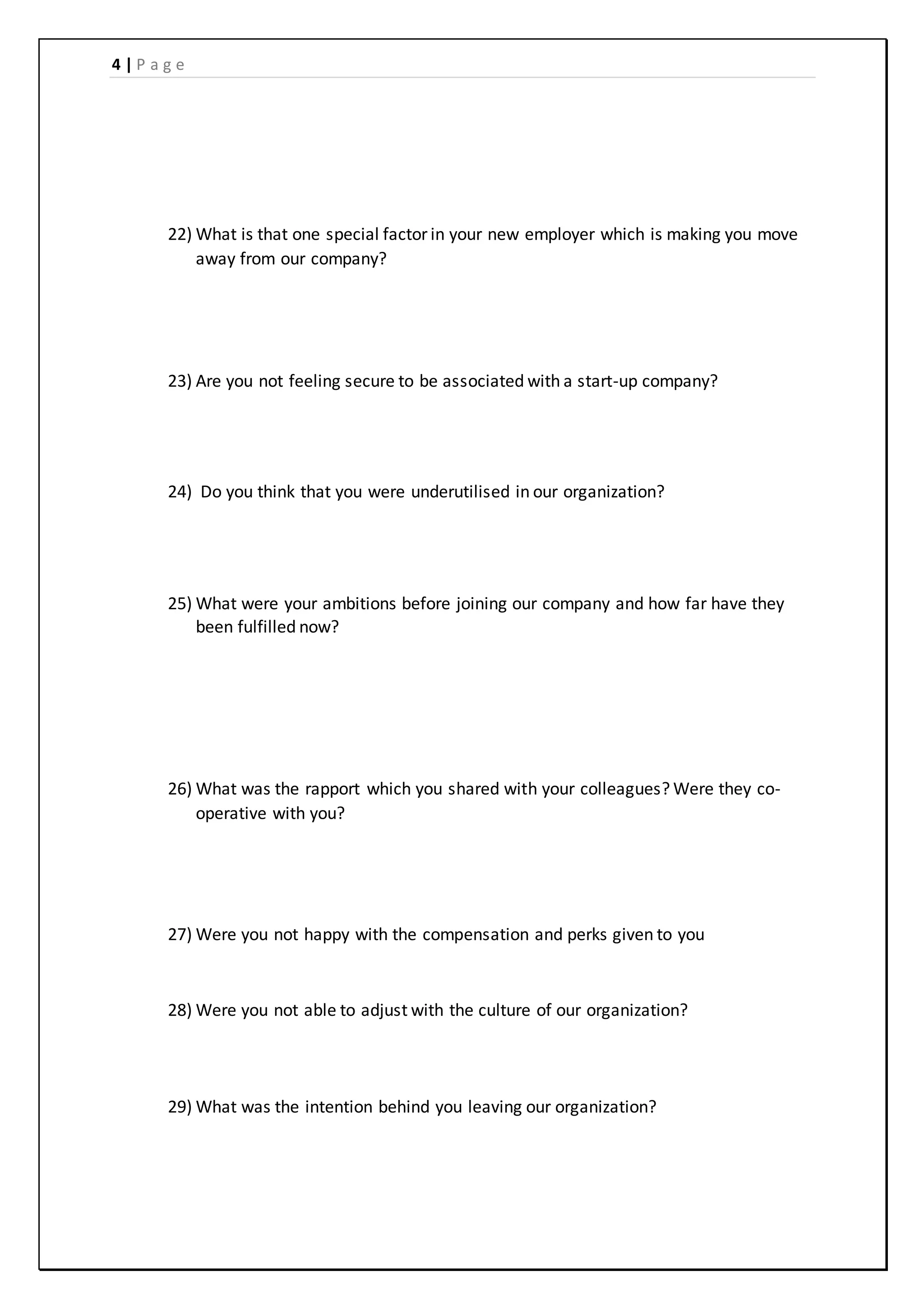 Employee retention questionnaire | DOCX