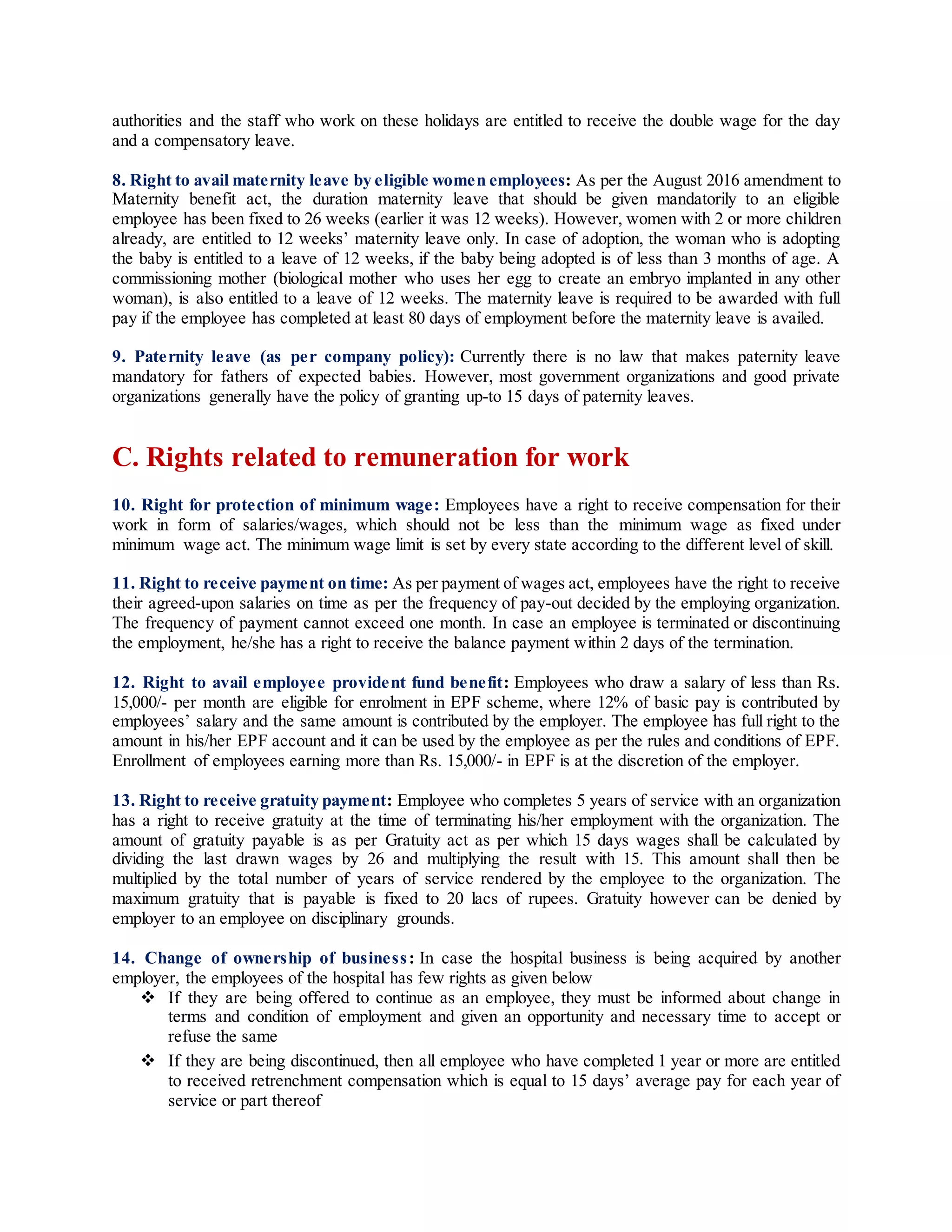 Employee rights in hospitals | DOCX