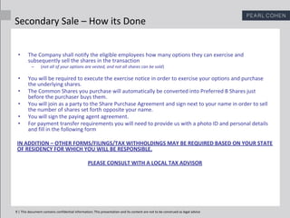 Employee Secondary Sale Presentation | PPT