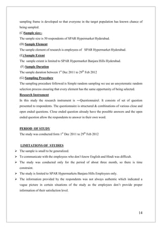 Employee satisfaction a study on spar hypermarkets | PDF