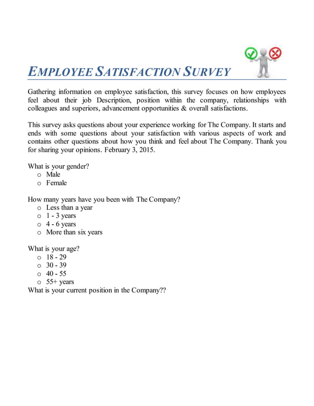 Employee satisfaction survey questionnaire | DOCX | Human Resources ...