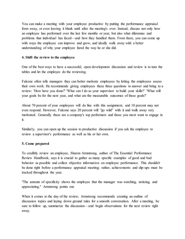 Employees comments on performance appraisal | PDF