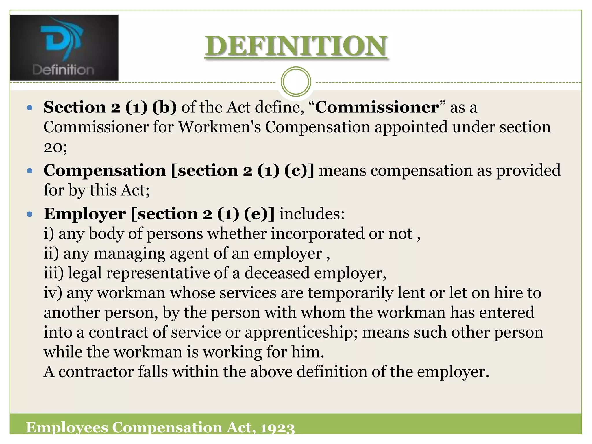 Employees compensation act, 1923 | PPTX
