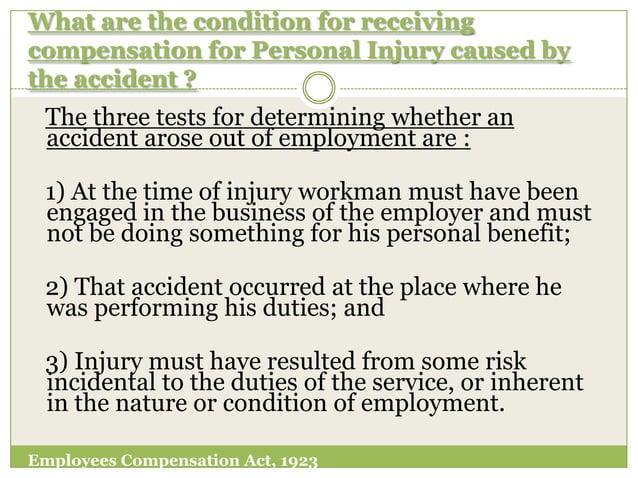 Employees compensation act, 1923 | PPTX | Law